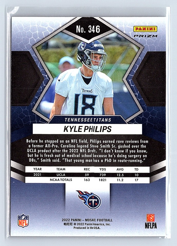 2022 Panini Mosaic Kyle Philips Silver Prizm #346 Rookie (RC ...