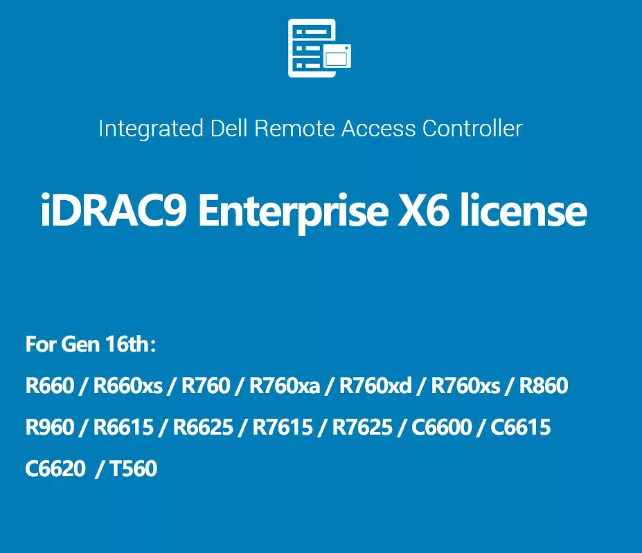 IDRAC7/8/9/X5 Enterprise License Permanent idrac PowerEdge 12th 13th ...