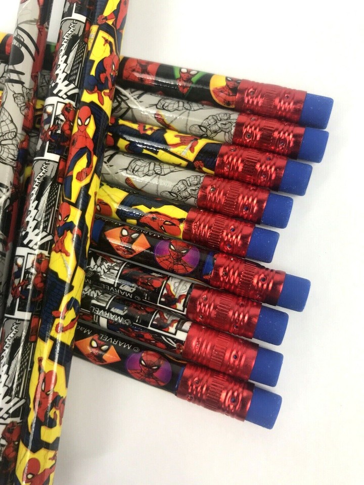 12 Pack #2 Marvel SpiderMan Real Wood Pencils For School Work Party ...
