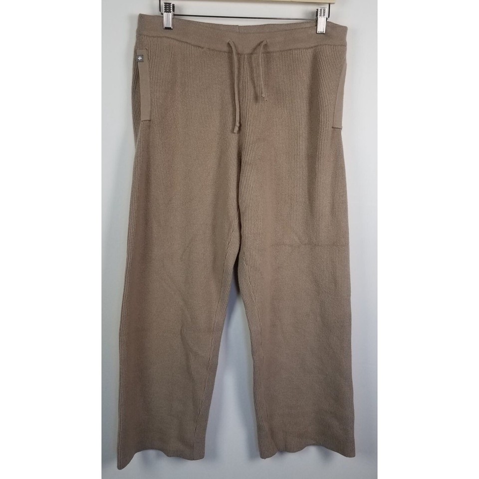 Figs Women's Sz. M Tan Ribbed Knit Wide Leg Lounge Wear Pants | eBay