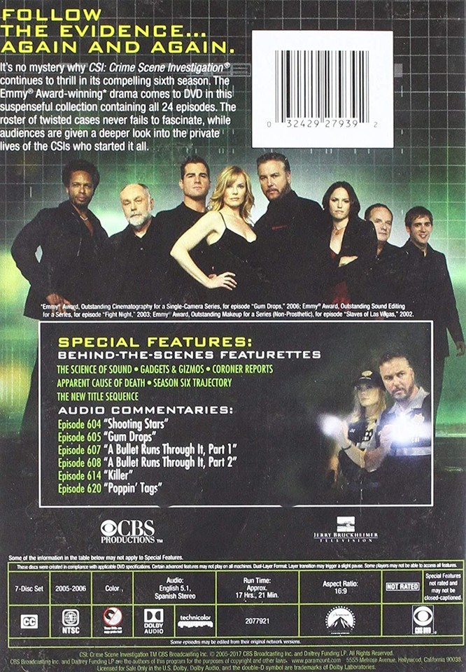CSI: Crime Scene Investigation: The Complete Sixth Season (DVD ...