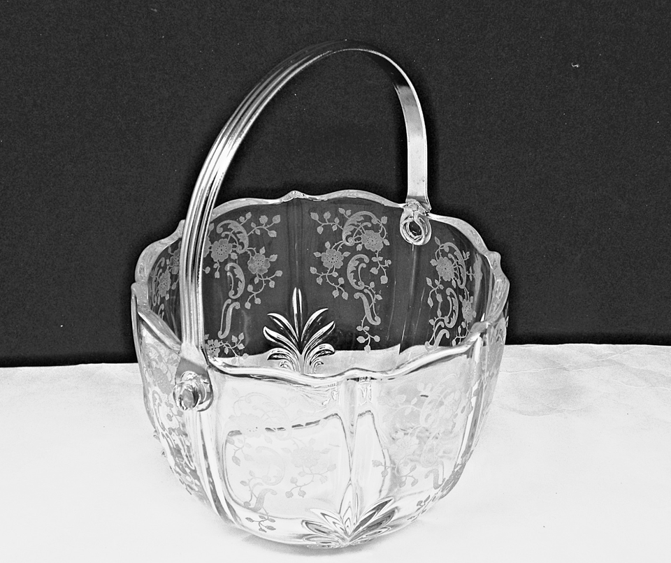 Fostoria MEADOW ROSE Etched Glass Ice Bucket with Handle #328/2496 | eBay