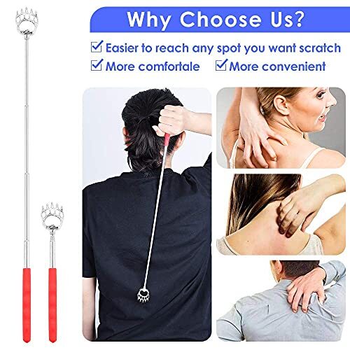 4Pack Extendable Bear Claw Telescoping Back Scratcher Metal Retractable ...