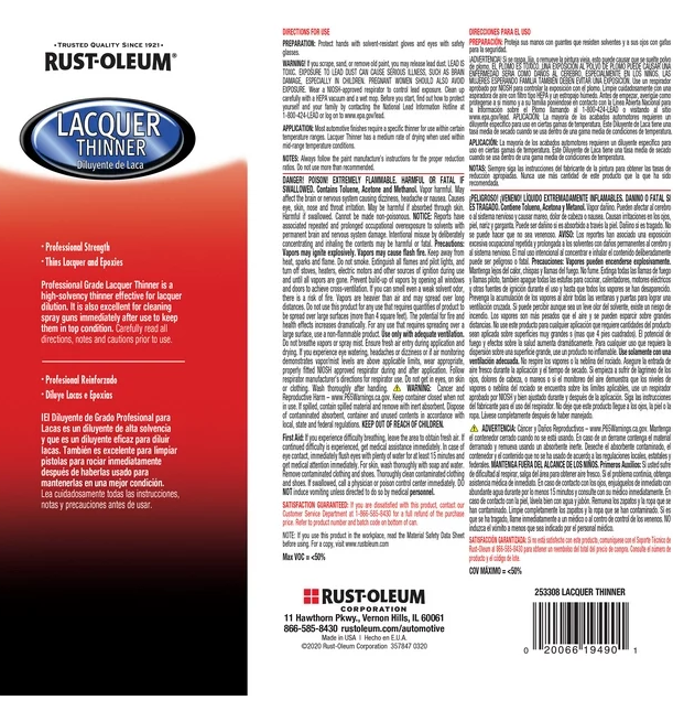 Rust-Oleum Automotive Low VOC Professional Lacquer Thinner-253308 ...