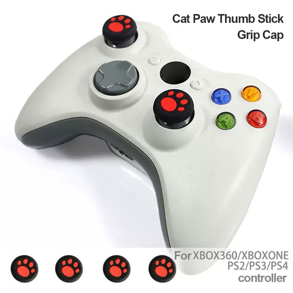 4pcs Cat Paw Thumb Grips for PS5 PS4 PS3 Xbox One 360 Controller (Red ...