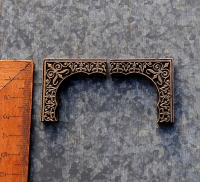 2x brass corner ornament bookbinding gilding bookbinder embossing Art ...