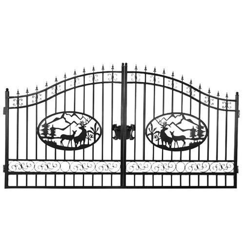 20FT Deer Style Dual Swing Steel Iron Gate for Driveway Anti-Rust ...