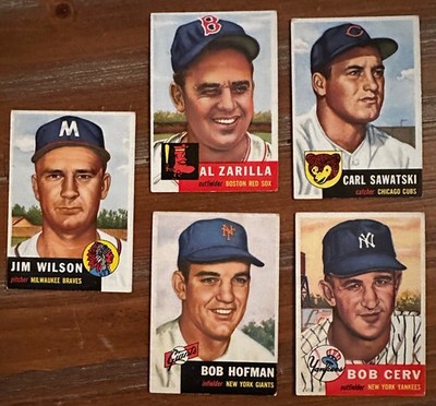 MLB Vintage Lot 1953 Topps 5 Baseball Cards Good Cerv Zarilla Hofman ...