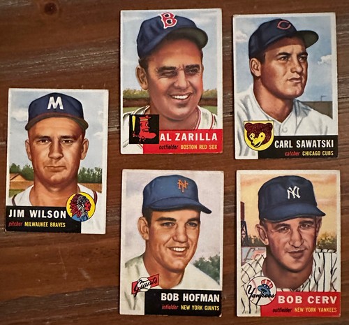 MLB Vintage Lot 1953 Topps 5 Baseball Cards Good Cerv Zarilla Hofman ...