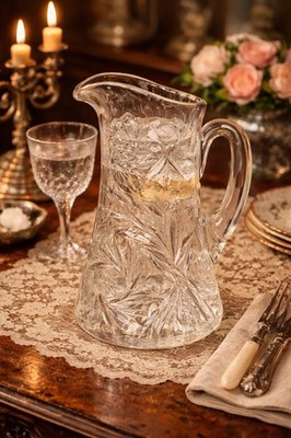 Antique 1890s American Brilliant Period Cut Crystal Water Pitcher ...