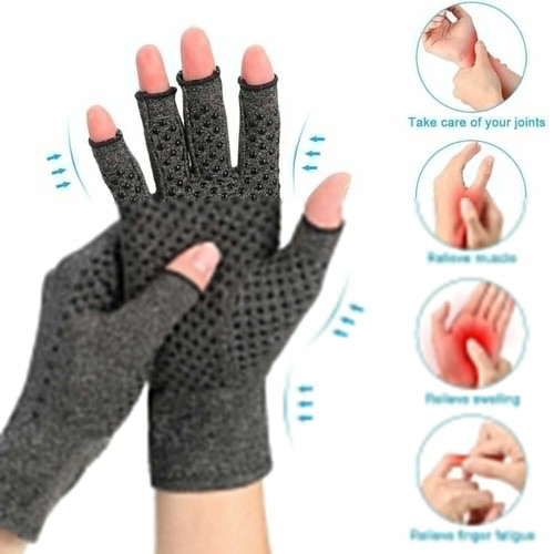 Compression Gloves Anti Arthritis Fingerless Pain Relief Joint Support ...