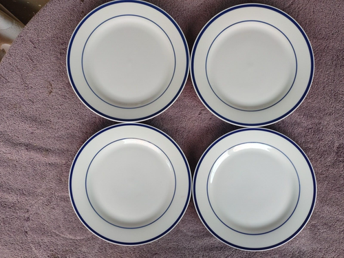 Maitre D' by Oneida Dinner Plates Porcelain Blue Stripes White 11" Set ...