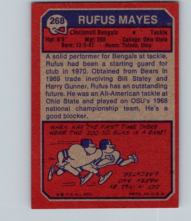 1973 TOPPS FOOTBALL #268 RUFUS MAYES NRMT ML | eBay
