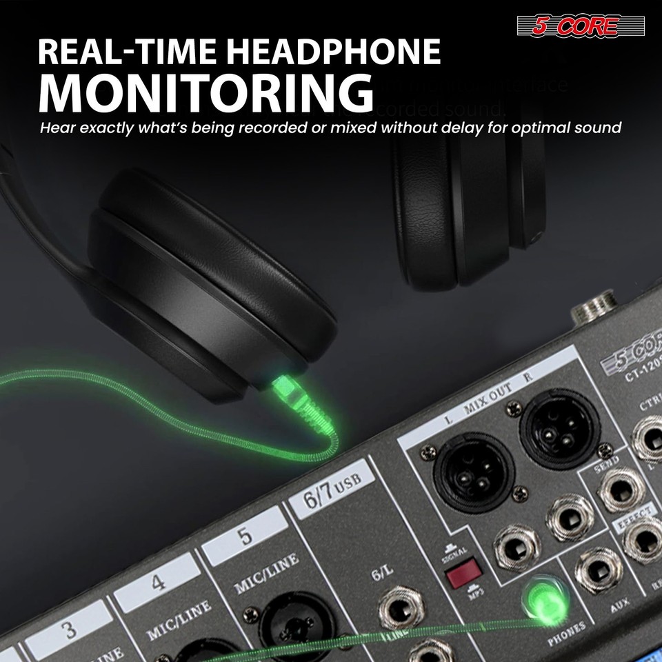 5Core Audio Mixer 12 Channel DJ Soundboard USB Interface Bluetooth XLR ...