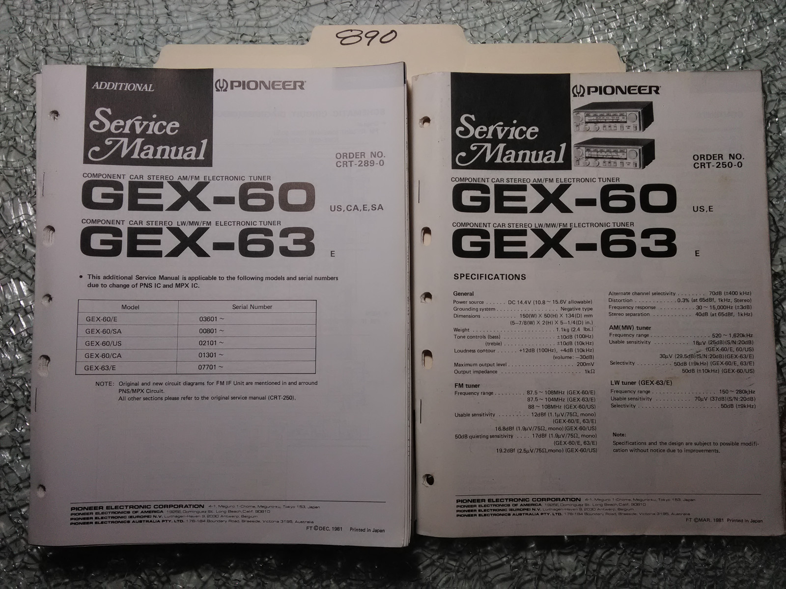 Pioneer gex-60 63 service manual original repair book car radio stereo tuner | eBay