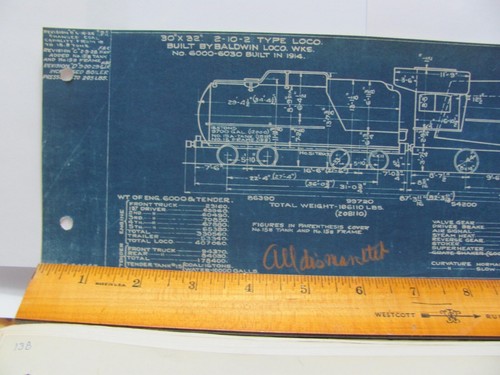 BALTIMORE & OHIO RAILROAD ORIG BLUEPRINT DATA DIAGRAM S LOCOMOTIVE ...
