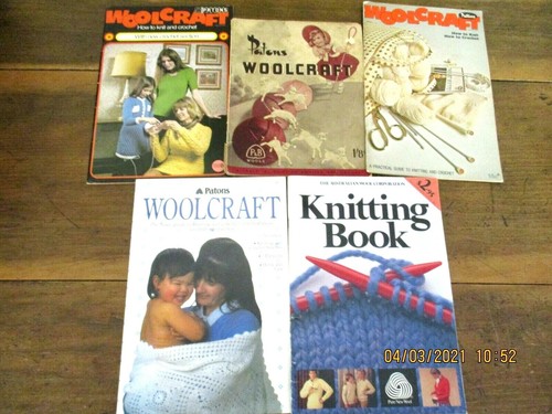 ~VINTAGE PATONS WOOLCRAFT KNITTING & CROCHET PATTERN BOOK x 4 + 1 AUST ...