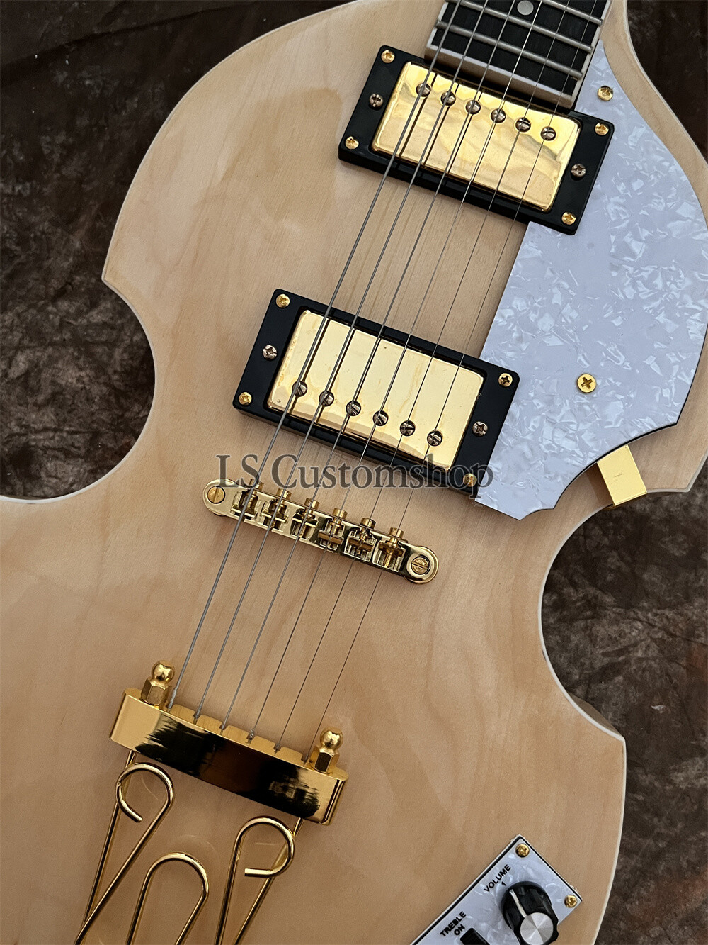 6 String Violin Electric Guitar Hollow Body Gold Hardware Special Shape ...