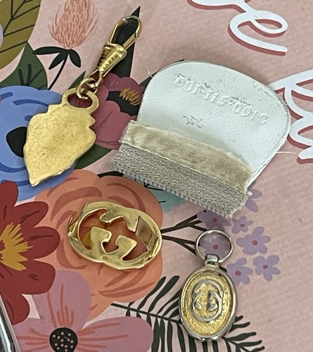 Lot Vtg Gucci Junk Bag Replacement Parts Zipper Pull Metal Logo Bar GG ...