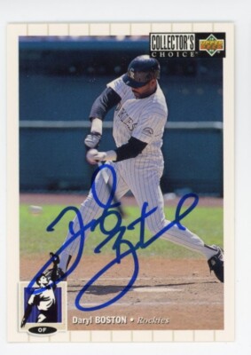 SIGNED BASEBALL CARD AUTO COLORADO ROCKIES DARYL BOSTON 1994 UPPER DECK ...