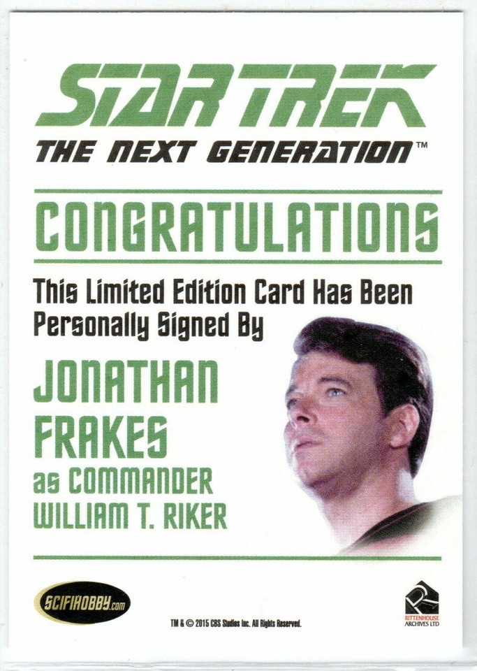 STAR TREK INFLEXIONS THE NEXT GENERATION JONATHAN FRAKES WILLIAM RIKER ...