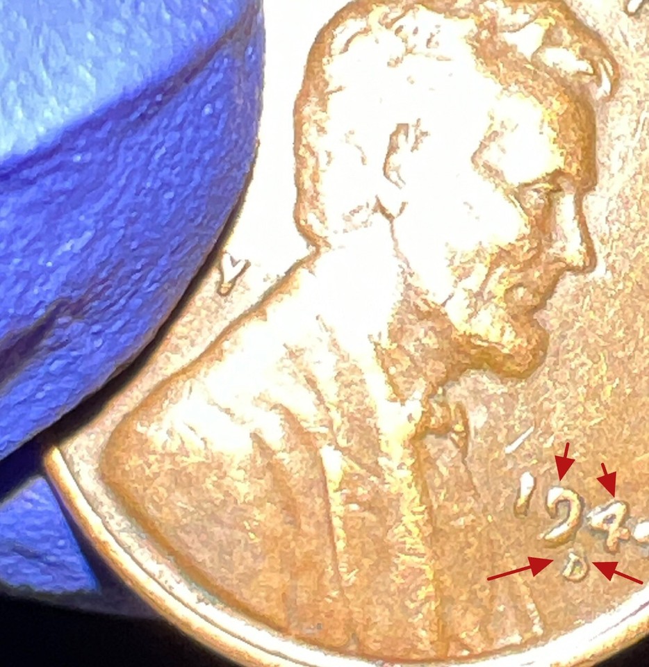 1944 D Wheat Penny RARE Mint Error D Over S Double Die Liberty- L ...