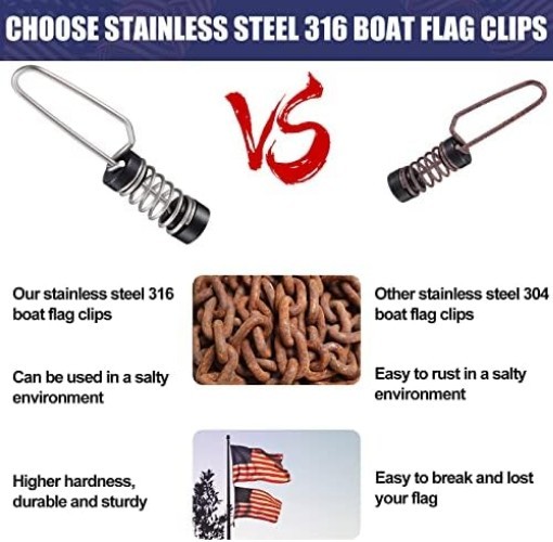 Versatile Stainless Steel Flag Clips – 10-Pack for Halyards and ...