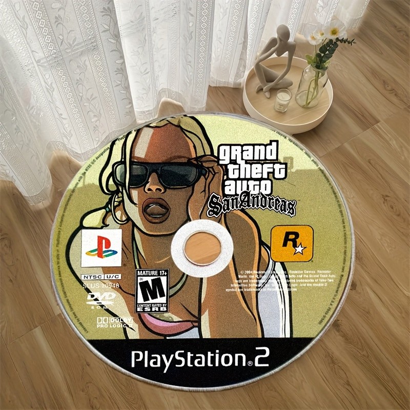 Grand Theft Auto San Andreas PlayStation 2 Inspired Round Area Rug ...