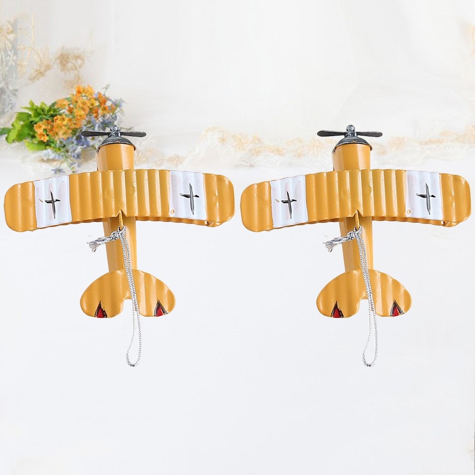 3 Count Airplane Model Retro Iron Art Ornament Creative Aircraft | eBay