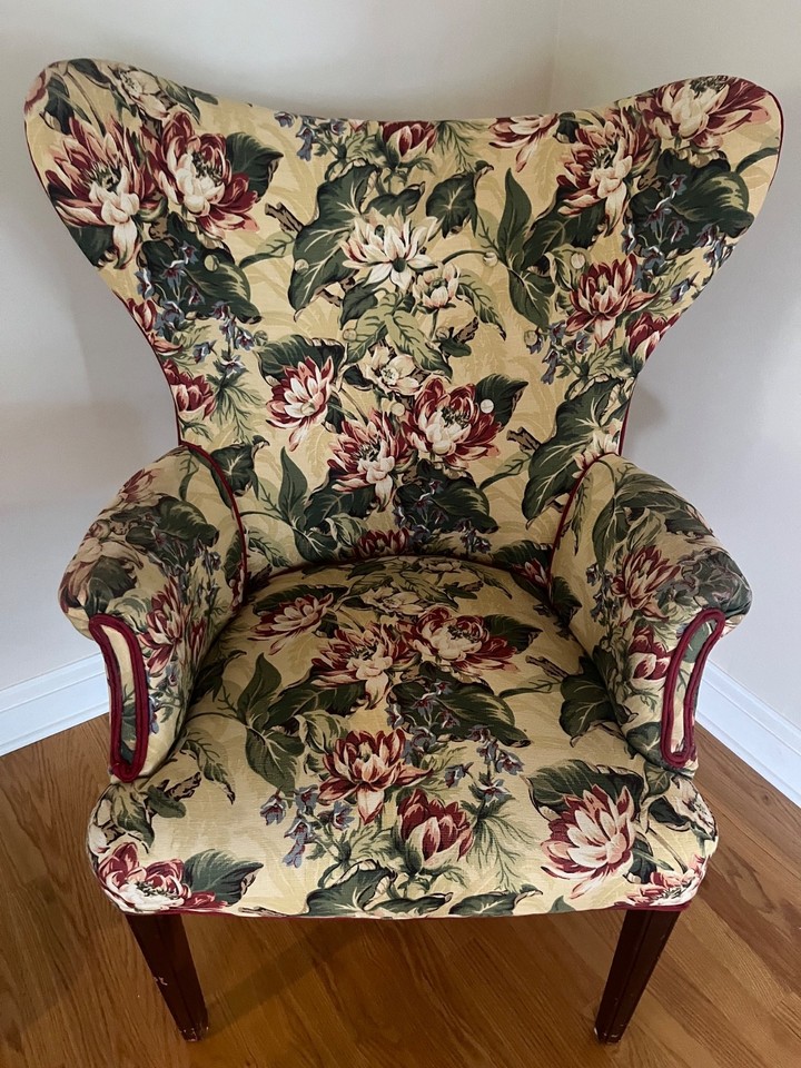 1940's American Butterfly Wing Back Arm Chairs Floral Pair Original Set ...