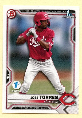 2021 Bowman Draft Jose Torres 1st Bowman 1st Edition card #BD-125 Reds ...