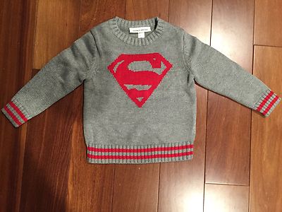 NWT Baby GAP Junk Food Superman Intarsia Sweater Size 4T Fog Grey Red ...