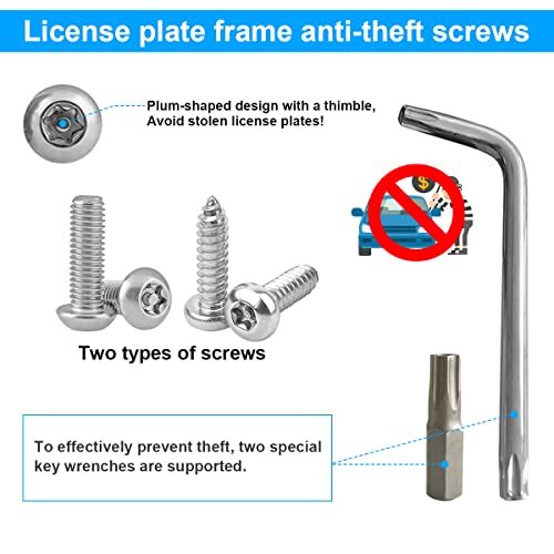 Anti Theft License Plate Screws Kits Rustproof Stainless Steel Mounting ...