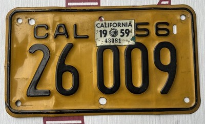 Vintage 1956 California CAL CA Motorcycle License Plate | eBay
