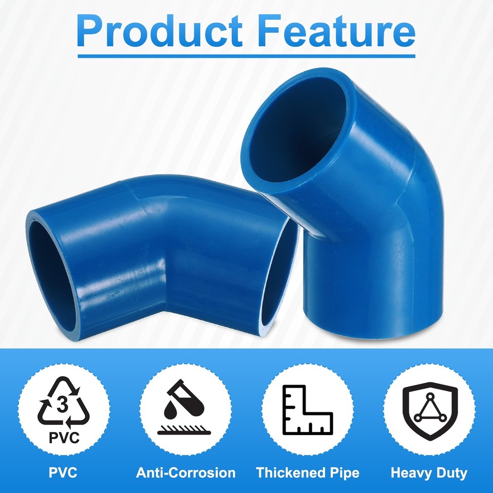 8pcs 45 Degree Elbow PVC Pipe Fittings 2" 2 Way Grade Connectors, Blue ...