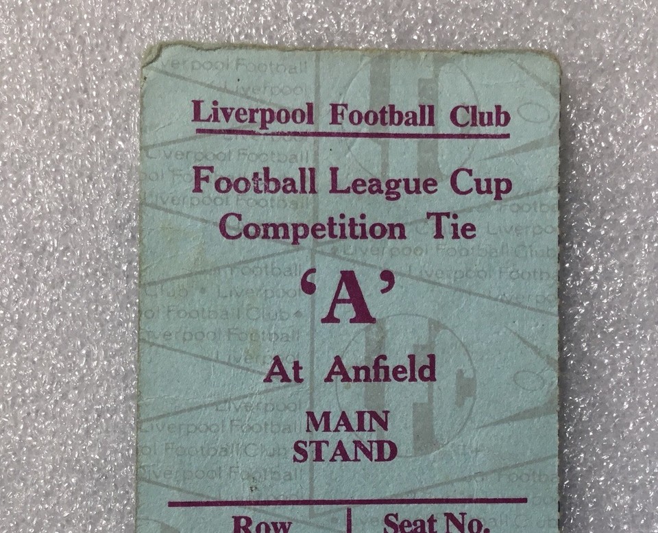 1977/78 Liverpool v Coventry City Ticket Stub League Cup 4th Round ...