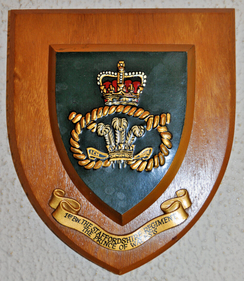 1st Battalion Staffordshire Regiment regimental mess wall plaque shield ...
