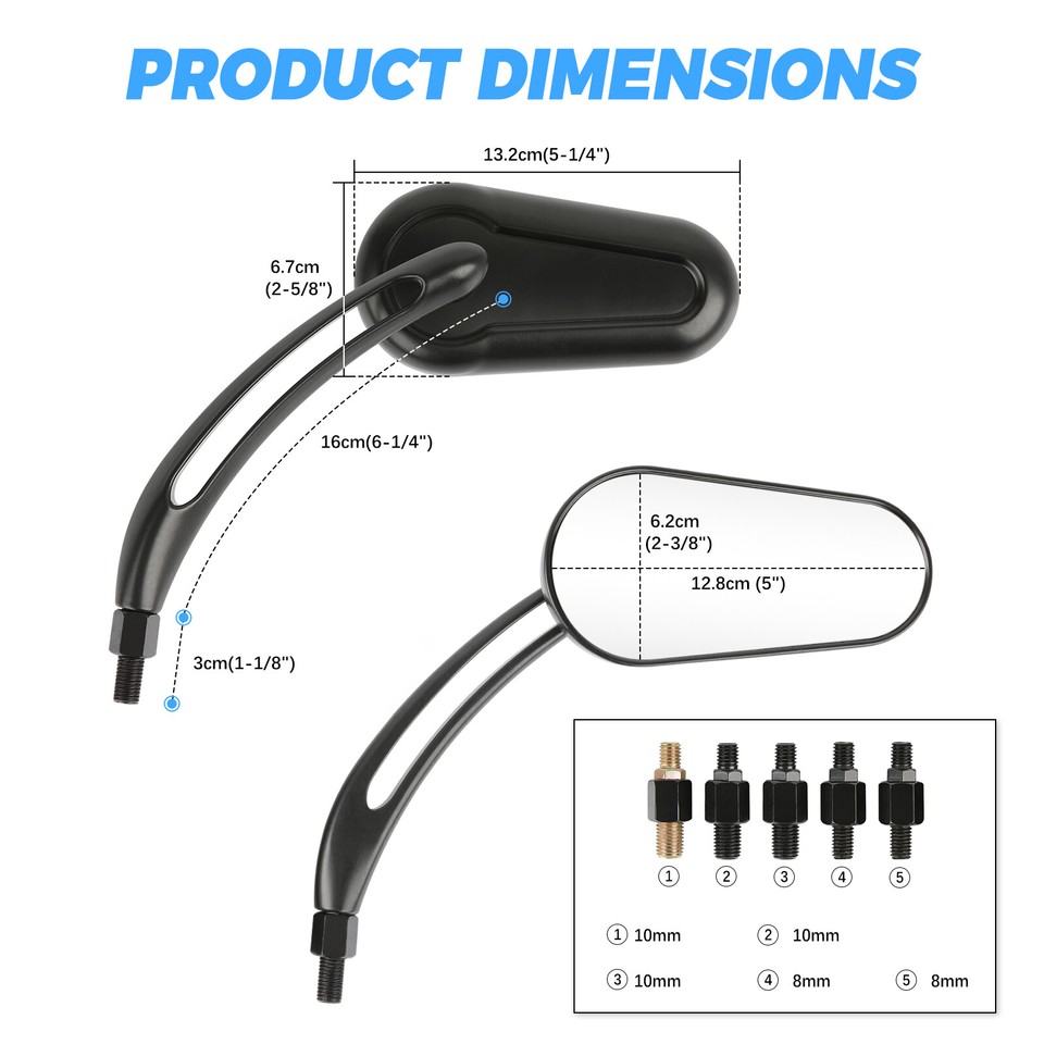 Motorcycle Black Rear View Mirror For Harley Davidson Fatboy Dyna Super ...