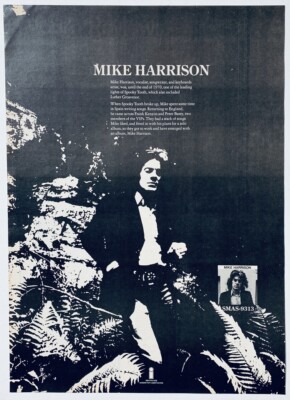 MIKE HARRISON 1972 vintage POSTER ADVERT FIRST SOLO ALBUM Spooky Tooth ...