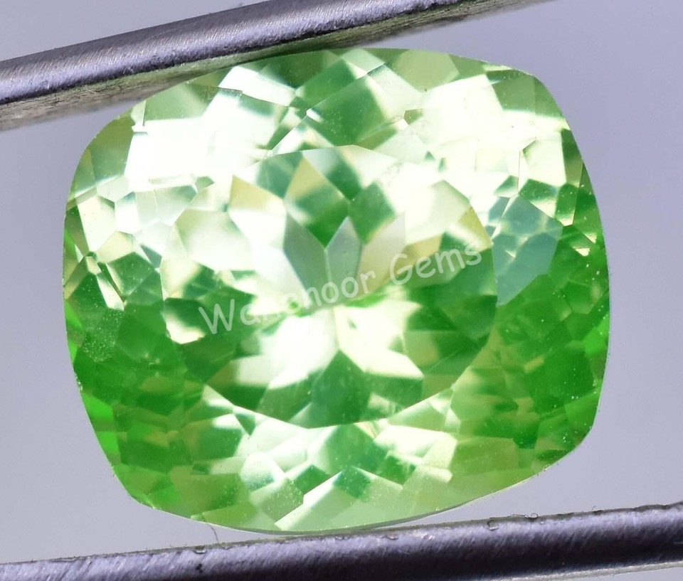 11.90 Ct Natural Green Peridot Cushion Shape VVS Pak Gemstone AGL ...