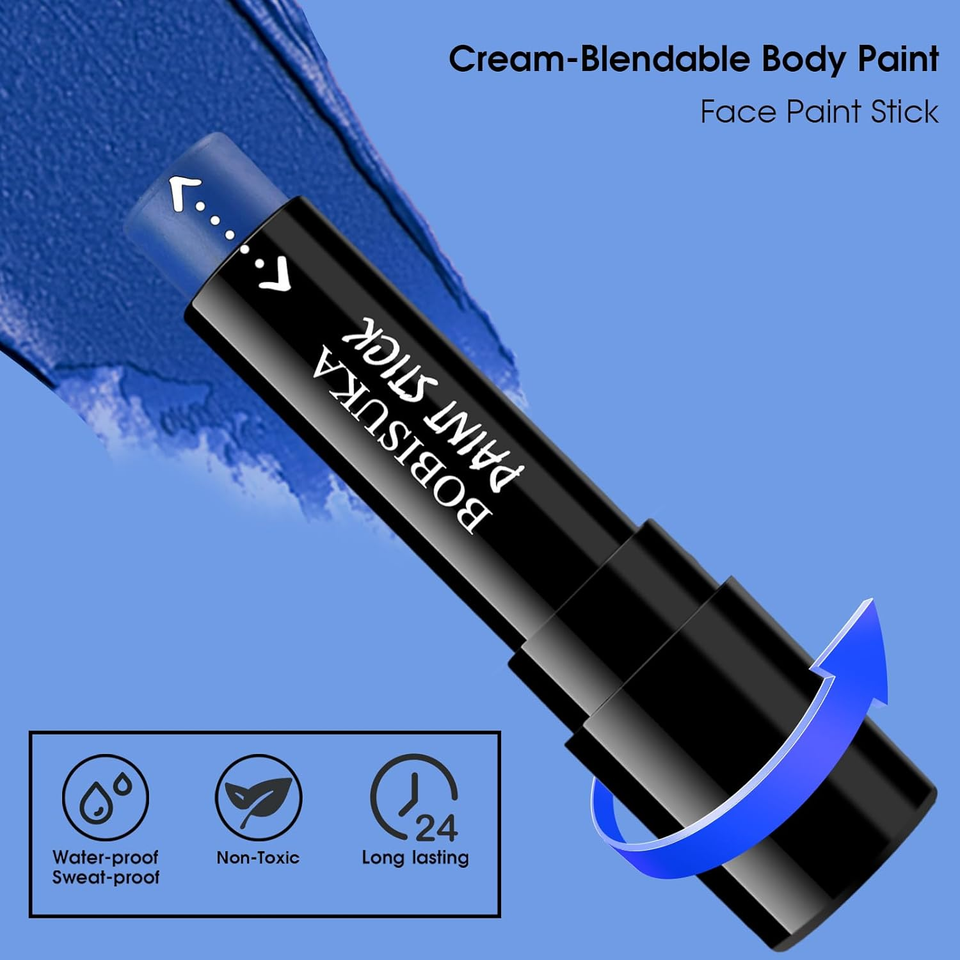 Blue Body Face Paint Stick, Royal Blue Eye Black for Baseball Football ...
