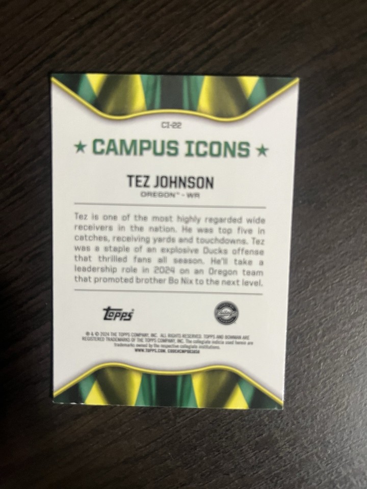 2024 Bowman University Chrome - Campus Icons Tez Johnson #CI-22 (RC) | eBay