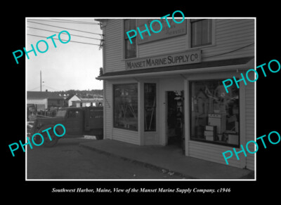 OLD LARGE HISTORIC PHOTO SOUTHWEST HARBOR MAINE MANSET MARINE SUPPLIES ...