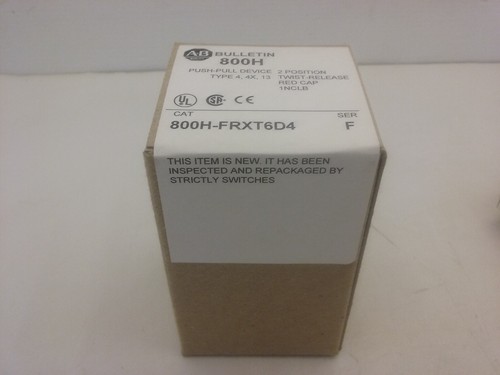 ALLEN BRADLEY 800H-FRXT6D4 PUSH BUTTON 30.5MM 2 POSITION 1 NCLB SERIES ...