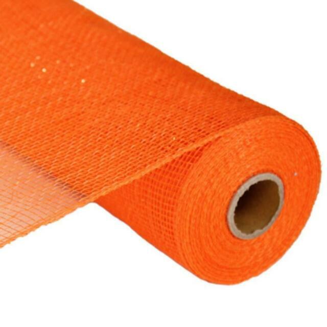 Orange with Orange Foil 10 Inch feet Deco Poly Mesh Ribbon RE130120 for ...