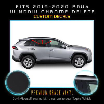 For 2019-2020 RAV4 Window Trim Chrome Delete Blackout Overlay Kit Matte ...