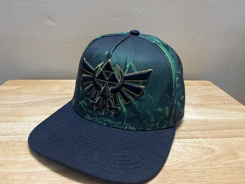 Legend Of Zelda Hylian Crest Flat Bill Adjustable Baseball Cap Black ...