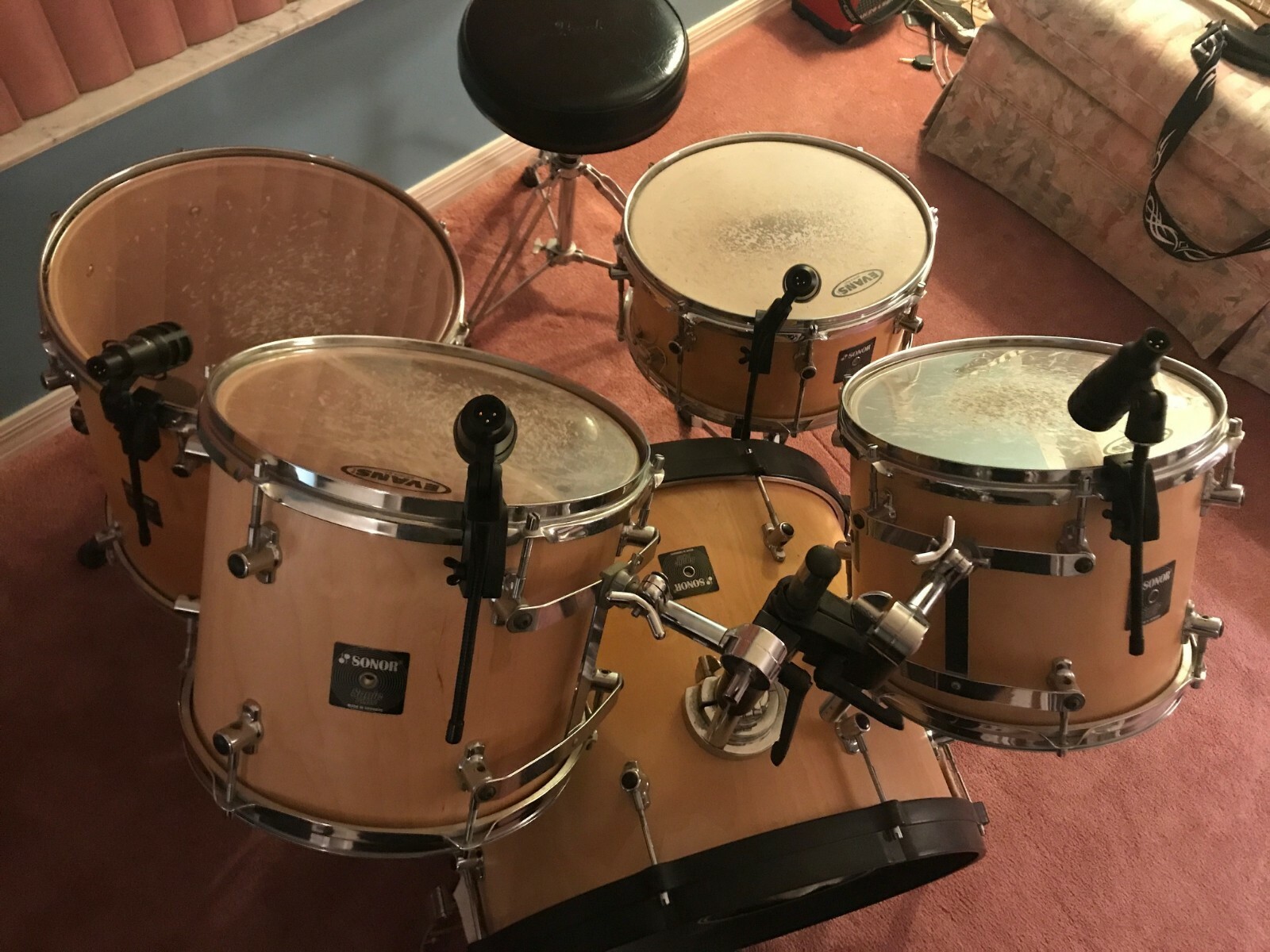 Sonor Sonic Plus 5-piece Drum Set Birch 1996 all suspended sound of ...