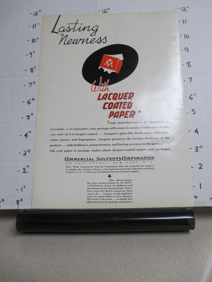 magazine ad 1935 COMMERCIAL Solvents lacquer coated paper sample | eBay