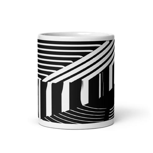 Modern Geometric Ceramic Coffee Cup - Minimalist Black and White Design ...